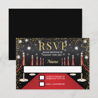 VIP Pass Hollywood Red Carpet Birthday RSVP Card | Zazzle