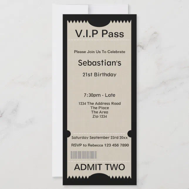 VIP Pass Party Admission Ticket Invitation | Zazzle