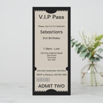 VIP Pass Party Admission Ticket Invitation | Zazzle