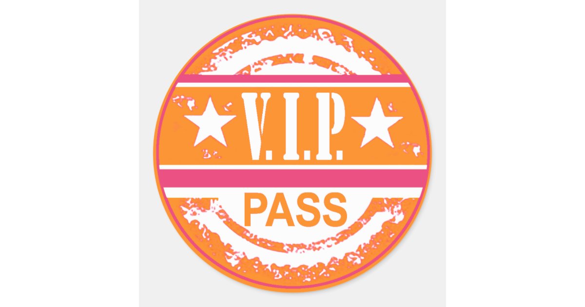 VIP Pass Party Sticker (pumpkin hot pink) | Zazzle