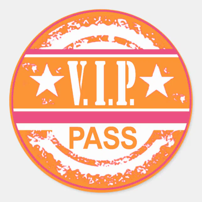 VIP Pass Party Sticker (pumpkin hot pink) | Zazzle