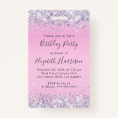 VIP Pass Pink Glitter Birthday Party Badge | Zazzle
