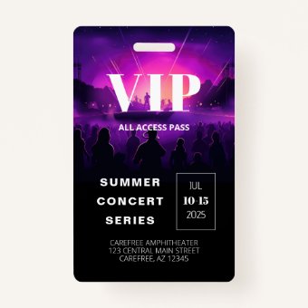 VIP Pass QR Code Concert Badge | Zazzle