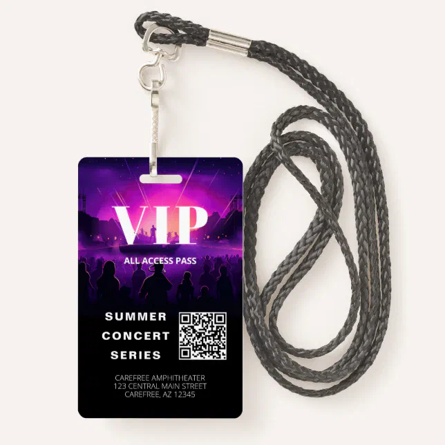 VIP Pass QR Code Concert Badge | Zazzle
