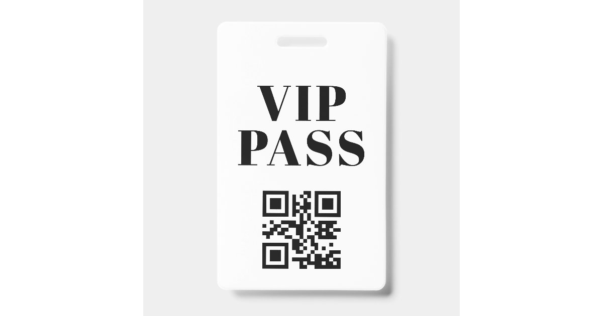 vip pass qr code minimalist modern badge | Zazzle