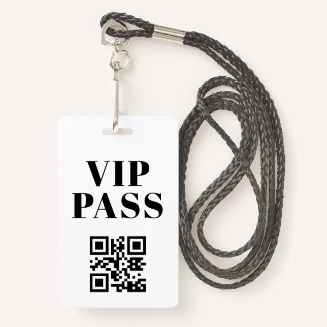 vip pass qr code minimalist modern badge | Zazzle