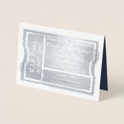 VIP Pass Silver Wedding Anniversary Ticket Foil Card | Zazzle