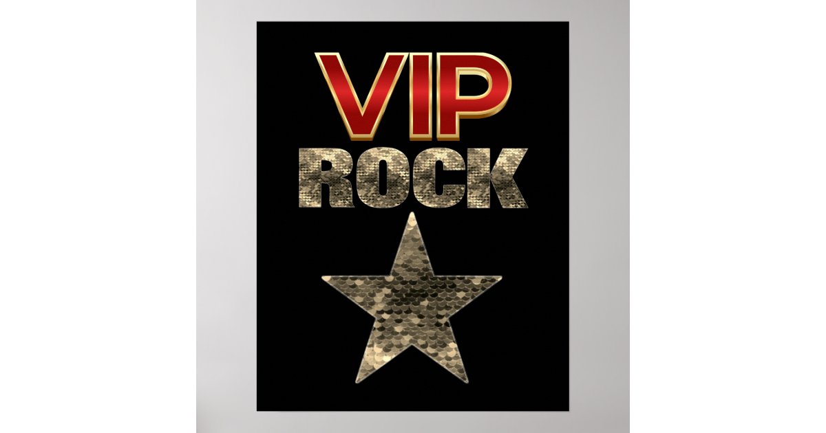 VIP Rock Star Red Black and Gold Poster | Zazzle