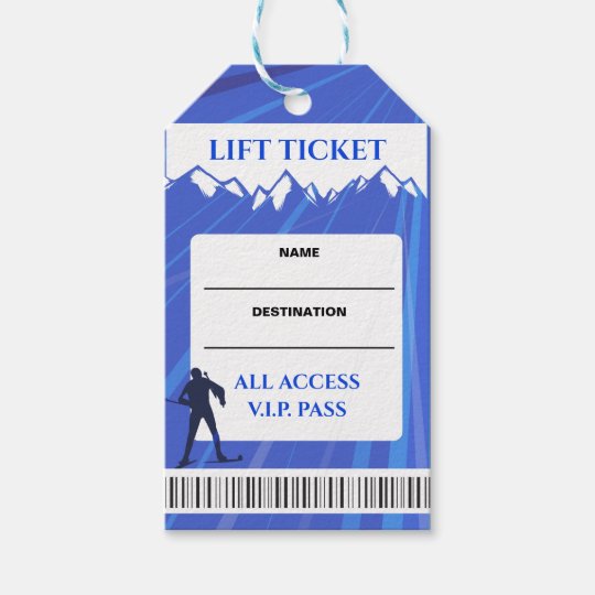vip-ski-lift-ticket-escort-seating-card-gift-tags-zazzle