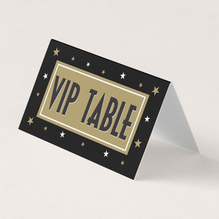 VIP Table Tent with gold stars | Zazzle