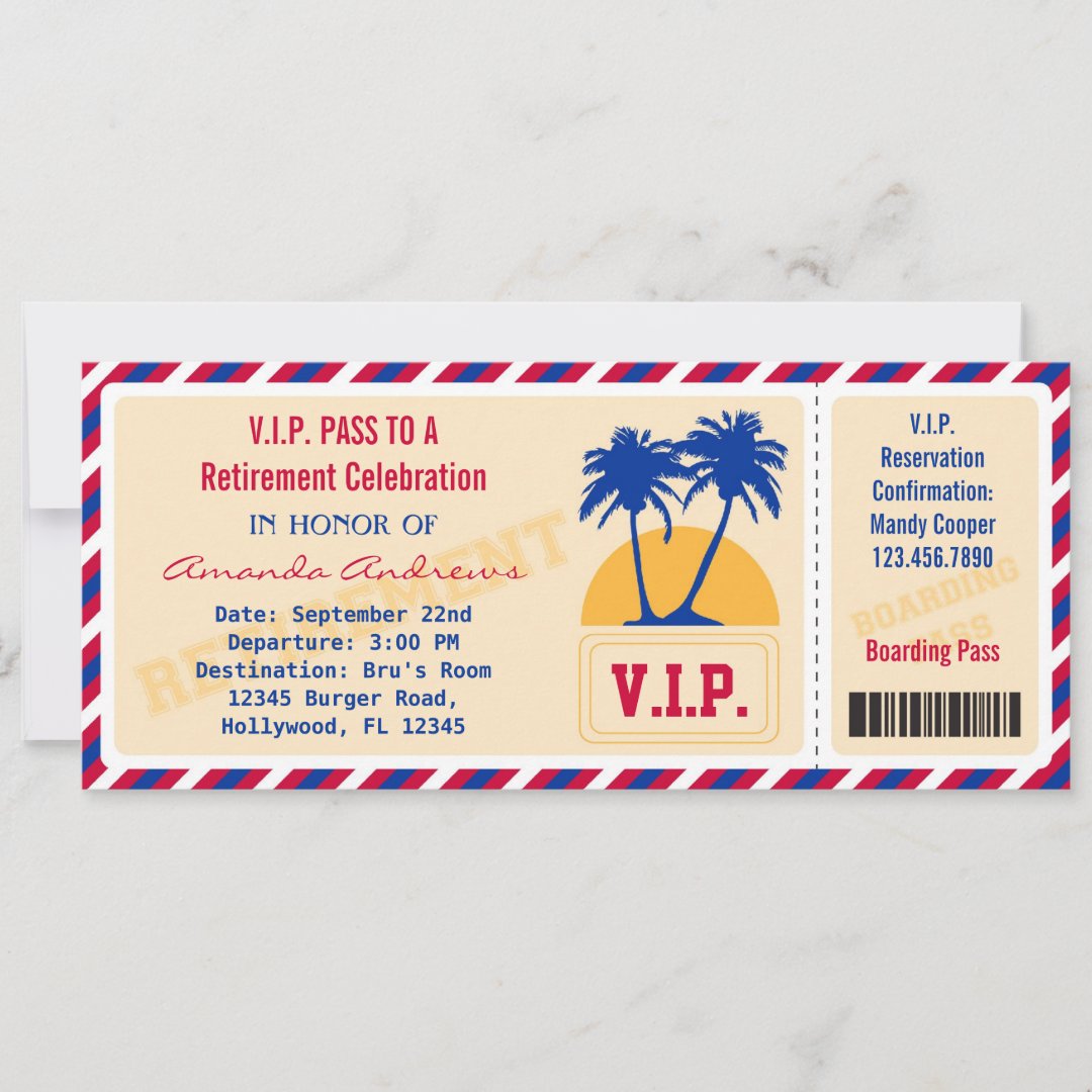 VIP Ticket Retirement Party Invitation | Zazzle