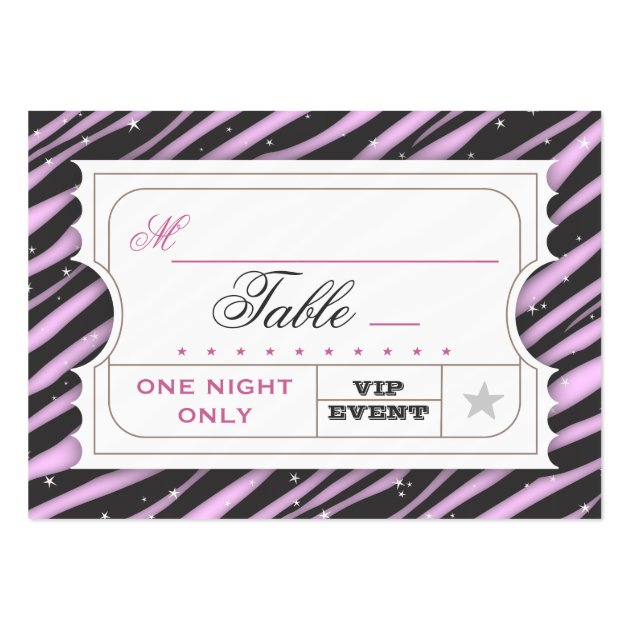 VIP Ticket Zebra Glam Purple Table Seating Cards Business Card Template