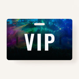 VIP with QR Code and Photo Horizontal ID Badge | Zazzle