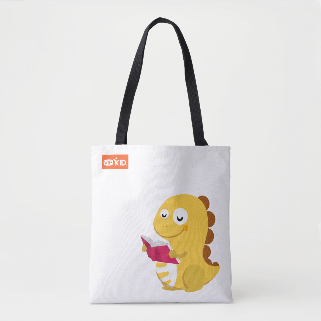 VIPKID Dino Reading Tote Bag | Zazzle