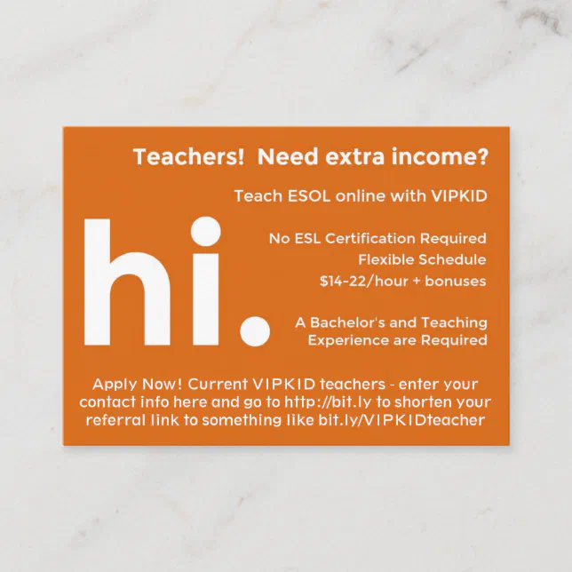 VIPKID Teacher Referral / Recruitment Cards | Zazzle