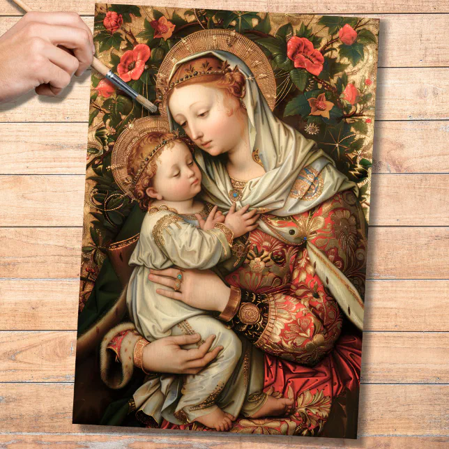 Virgin Mary And Baby Jesus 2 Decoupage Paper | Zazzle