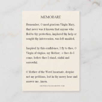 Virgin Mary and Jesus Memorare Catholic Prayer Business Card | Zazzle