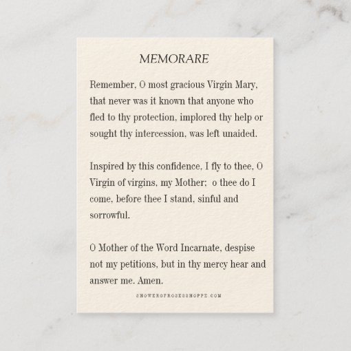 Virgin Mary and Jesus Memorare Catholic Prayer Business Card | Zazzle