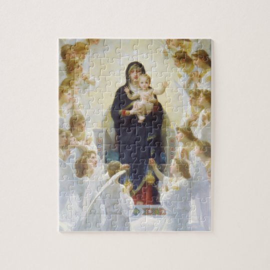 Virgin Mary and Jesus with angels Jigsaw Puzzle | Zazzle.com