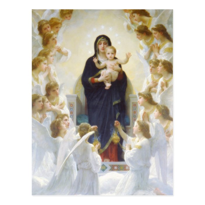 Virgin Mary and Jesus with angels Postcard | Zazzle.com