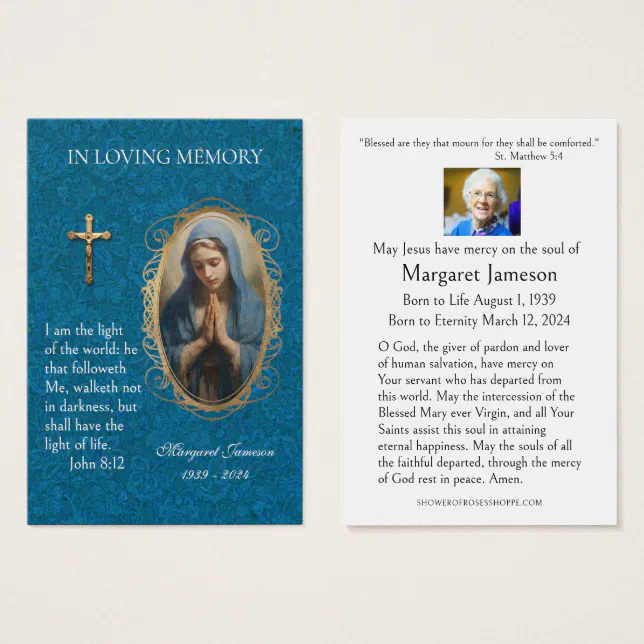 Virgin Mary Catholic Funeral Memorial Holy Card - | Zazzle