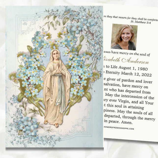 Virgin Mary Catholic Funeral Memorial Holy Card - | Zazzle