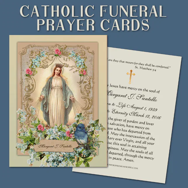 Virgin Mary Catholic Funeral Memorial Holy Card - | Zazzle