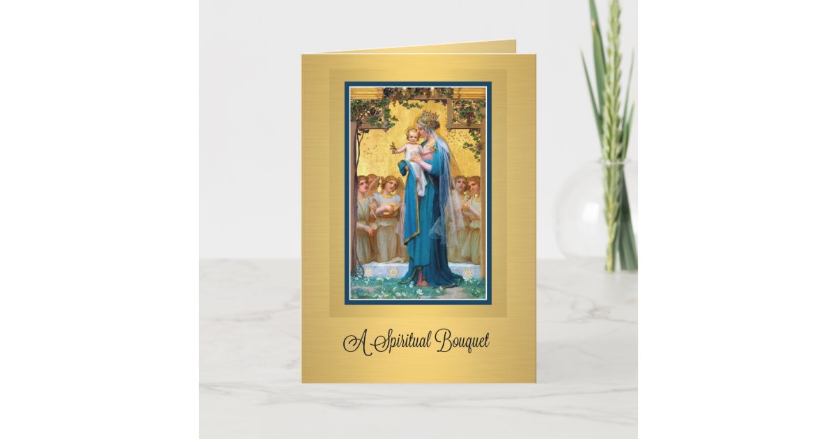 Virgin Mary Catholic Spiritual Bouquet Prayer Card | Zazzle.com
