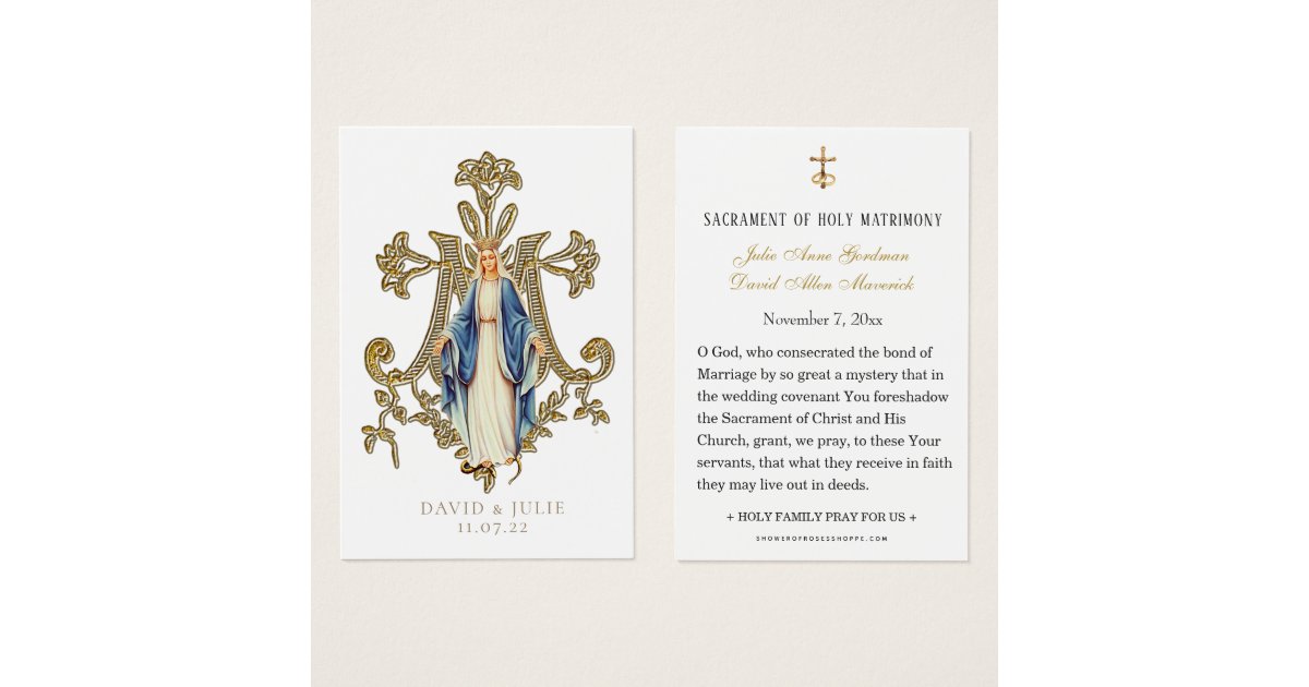 Virgin Mary Catholic Wedding Holy Card | Zazzle