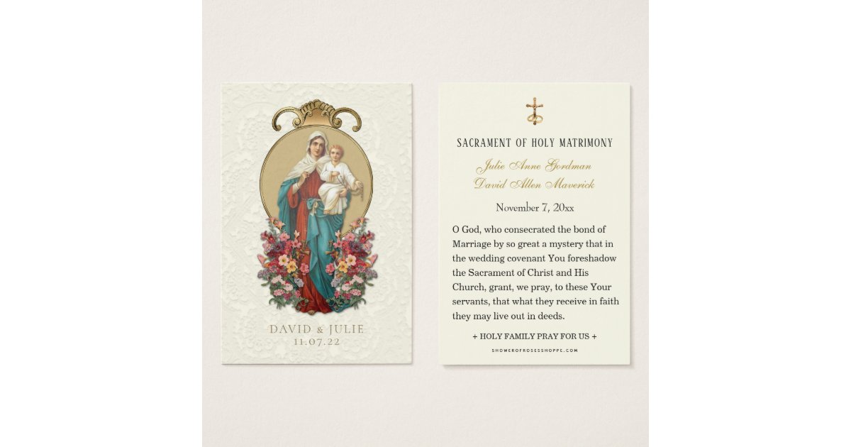 Virgin Mary Catholic Wedding Holy Card | Zazzle