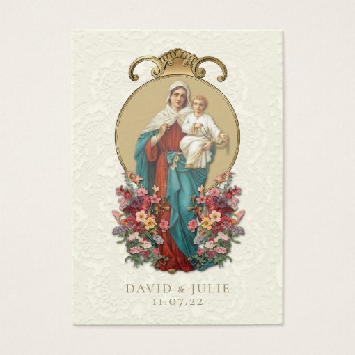 Virgin Mary Catholic Wedding Holy Card | Zazzle