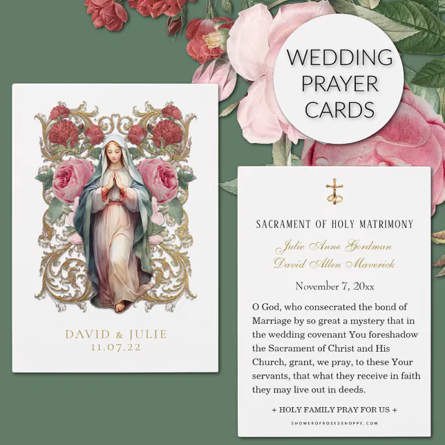Virgin Mary Catholic Wedding Prayer Card | Zazzle