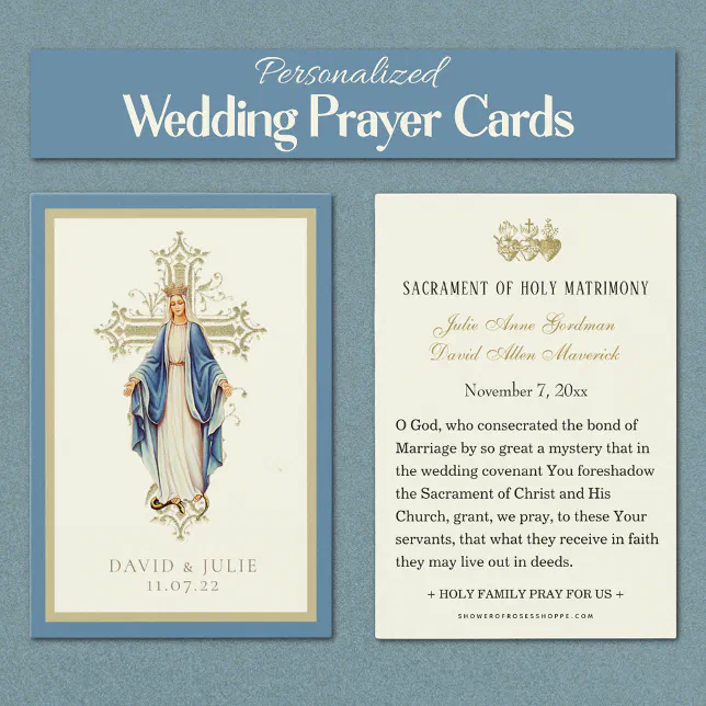 Virgin Mary Catholic Wedding Prayer Card | Zazzle