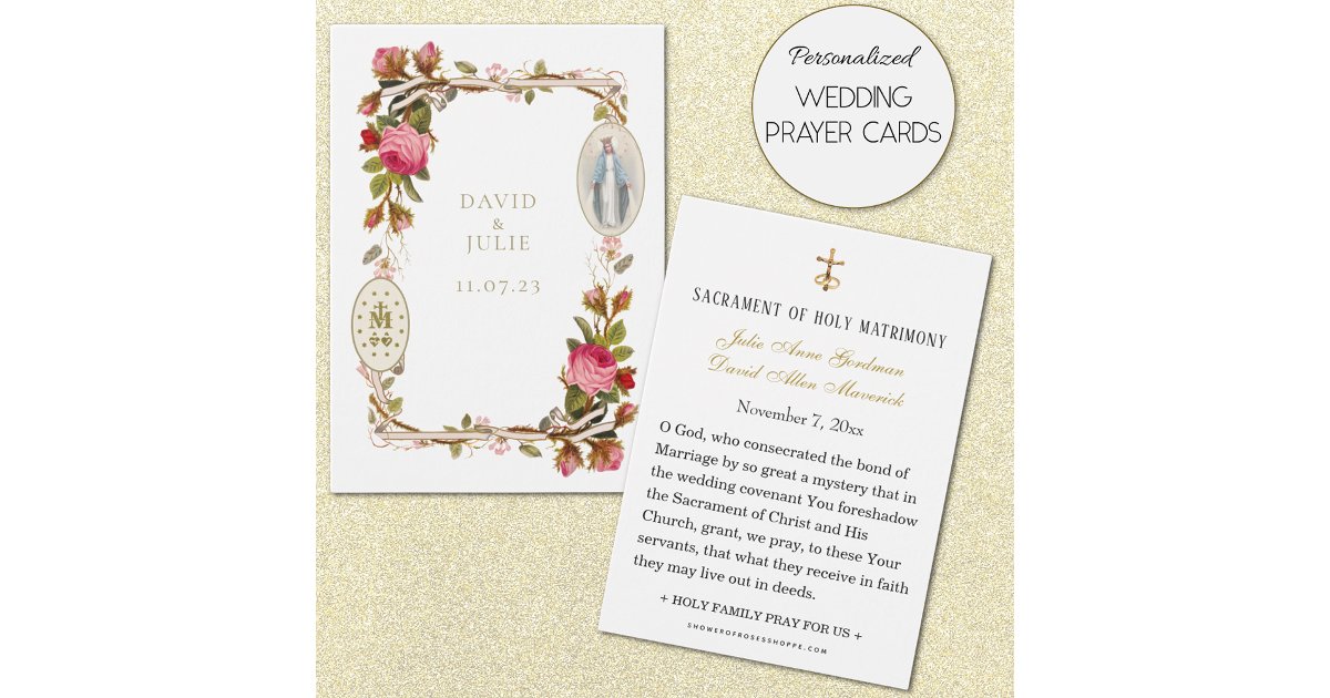 Virgin Mary Catholic Wedding Prayer Card | Zazzle