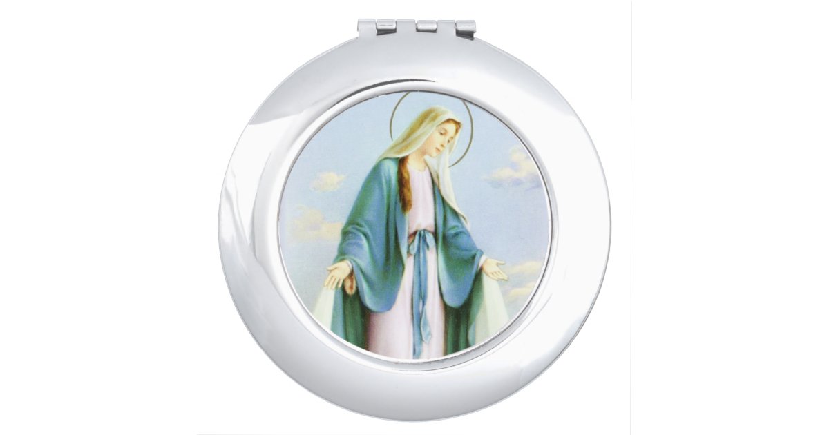 Virgin Mary Crescent Moon Compact Mirror | Zazzle