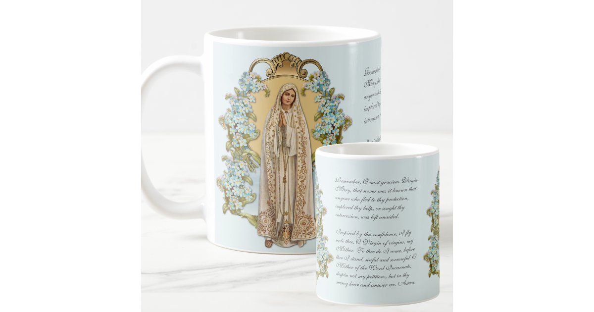 Virgin Mary Floral Religious Lady Of Fatima Coffee Mug | Zazzle