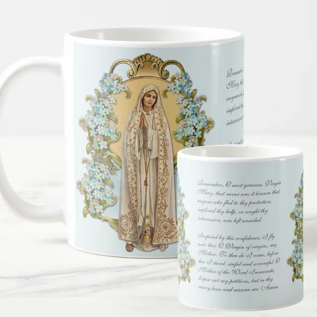 Virgin Mary Floral Religious Lady Of Fatima Coffee Mug | Zazzle