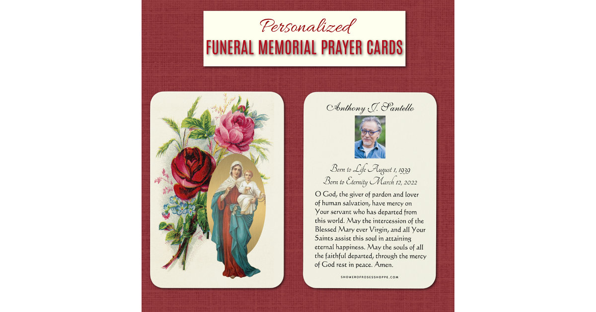 Virgin Mary Funeral Memorial Prayer Holy Card | Zazzle