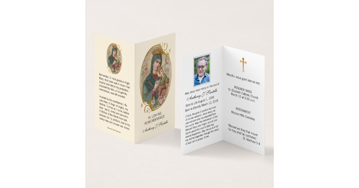 Virgin Mary Jesus Catholic Funeral Holy Card | Zazzle