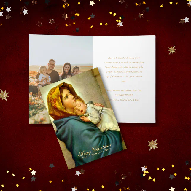 Virgin Mary & Jesus with Photo Catholic Christmas Holiday Card | Zazzle