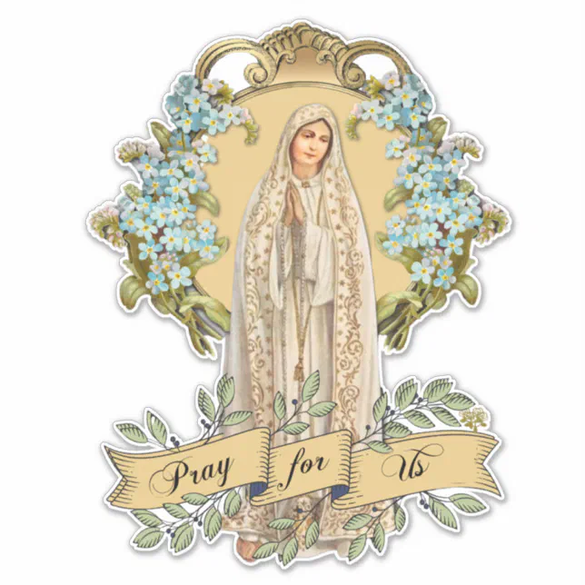 Virgin Mary Lady of Fatima Rosary Prayer Sticker | Zazzle