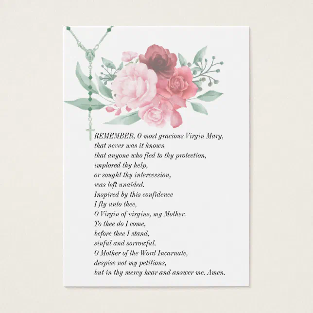 Virgin Mary Memorare Prayer Funeral Prayer Card | Zazzle