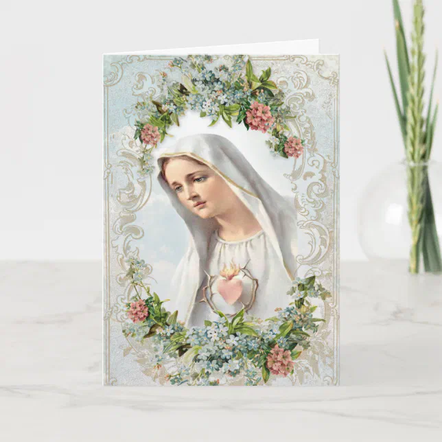 Virgin Mary Our Lady of Fatima Religious Floral C Card | Zazzle