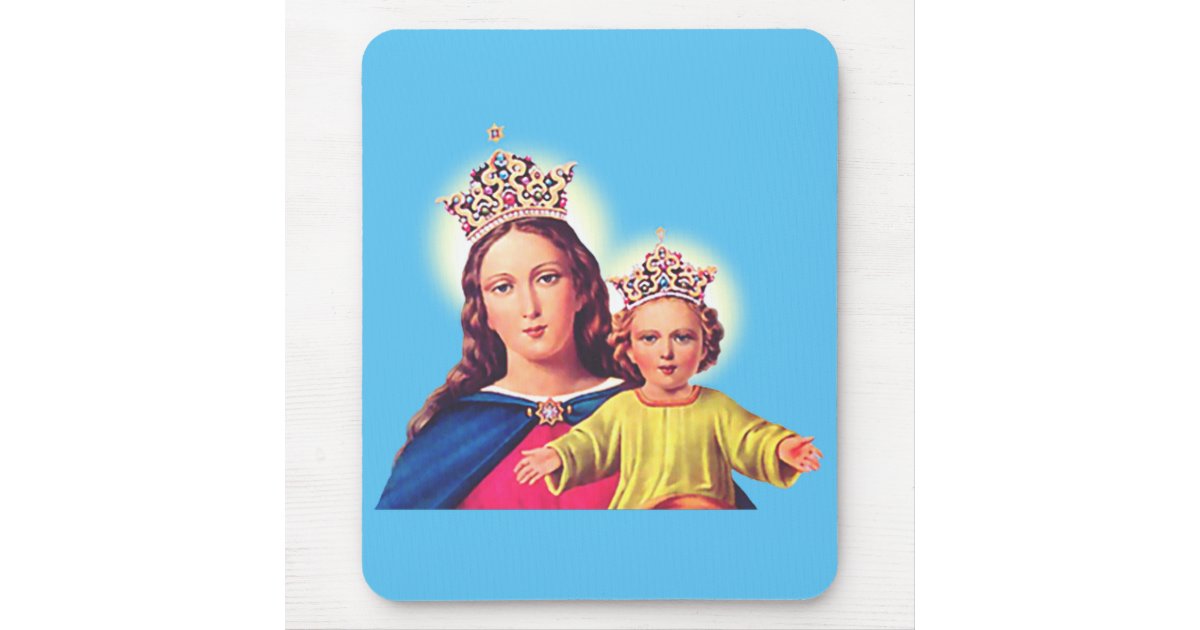 Virgin Mary queen with Jesus Mouse Pad | Zazzle