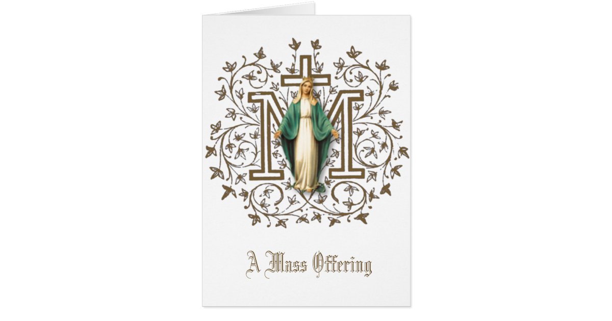 Virgin Mary Religious Catholic Mass Offering Card | Zazzle