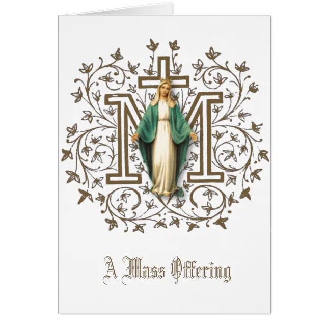 Virgin Mary Religious Catholic Mass Offering Card | Zazzle