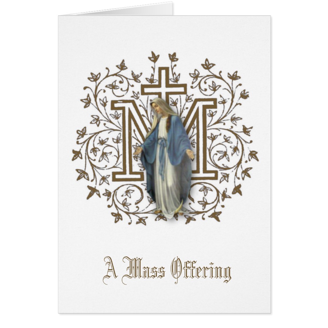 Virgin Mary Religious Catholic Mass Offering Card | Zazzle