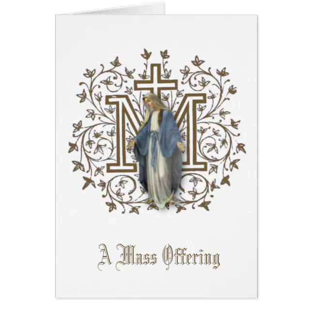 Virgin Mary Religious Catholic Mass Offering Card | Zazzle