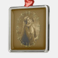 Virgin Mary with Child Jesus, Gold Border Design Metal Ornament | Zazzle