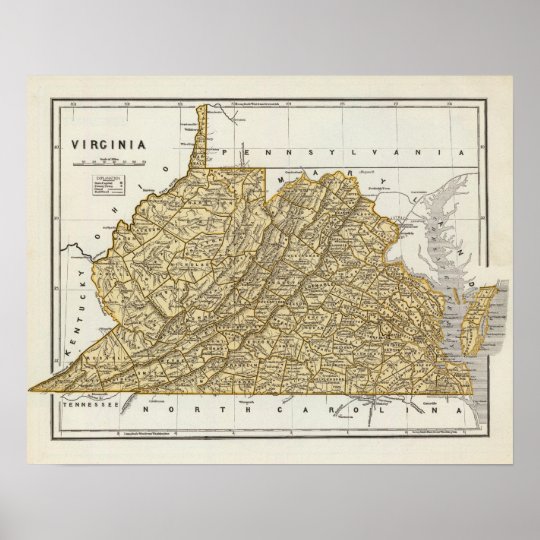 Virginia Atlas Map Poster | Zazzle.com